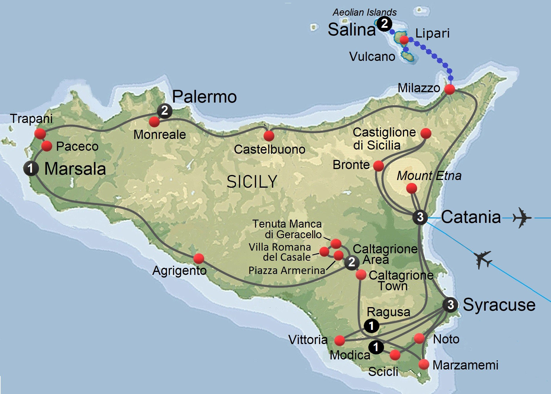 Large Detailed Road Map Of Sicily Large Detailed Road Map Of Sicily ...